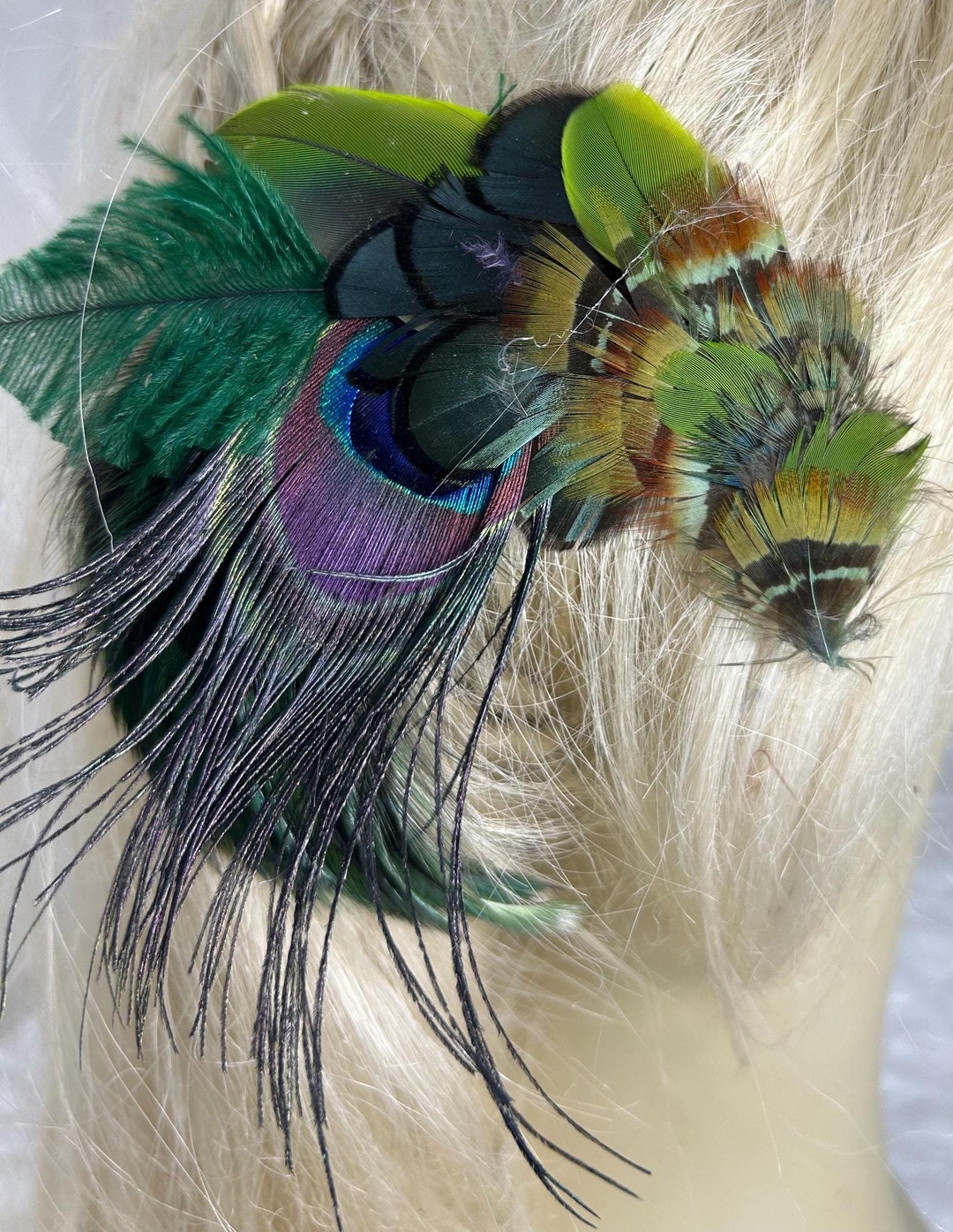 Vibrant Emerald Green Feather Hair or Hat Clip,beautiful Organic Green ...