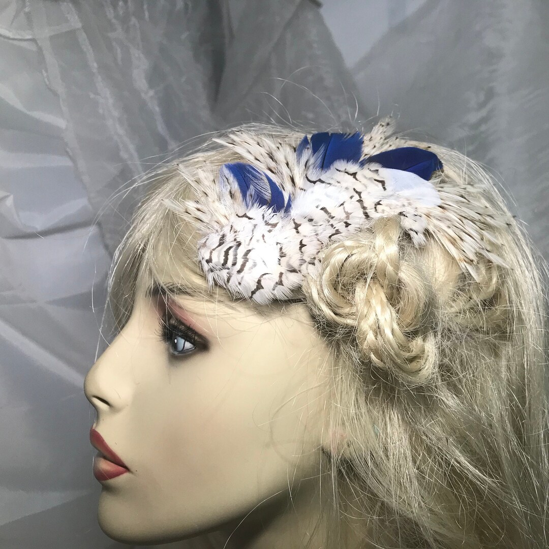 Sky Blue and White Feather Hair Clip, Hair or Hat, Sky Blue Feather ...