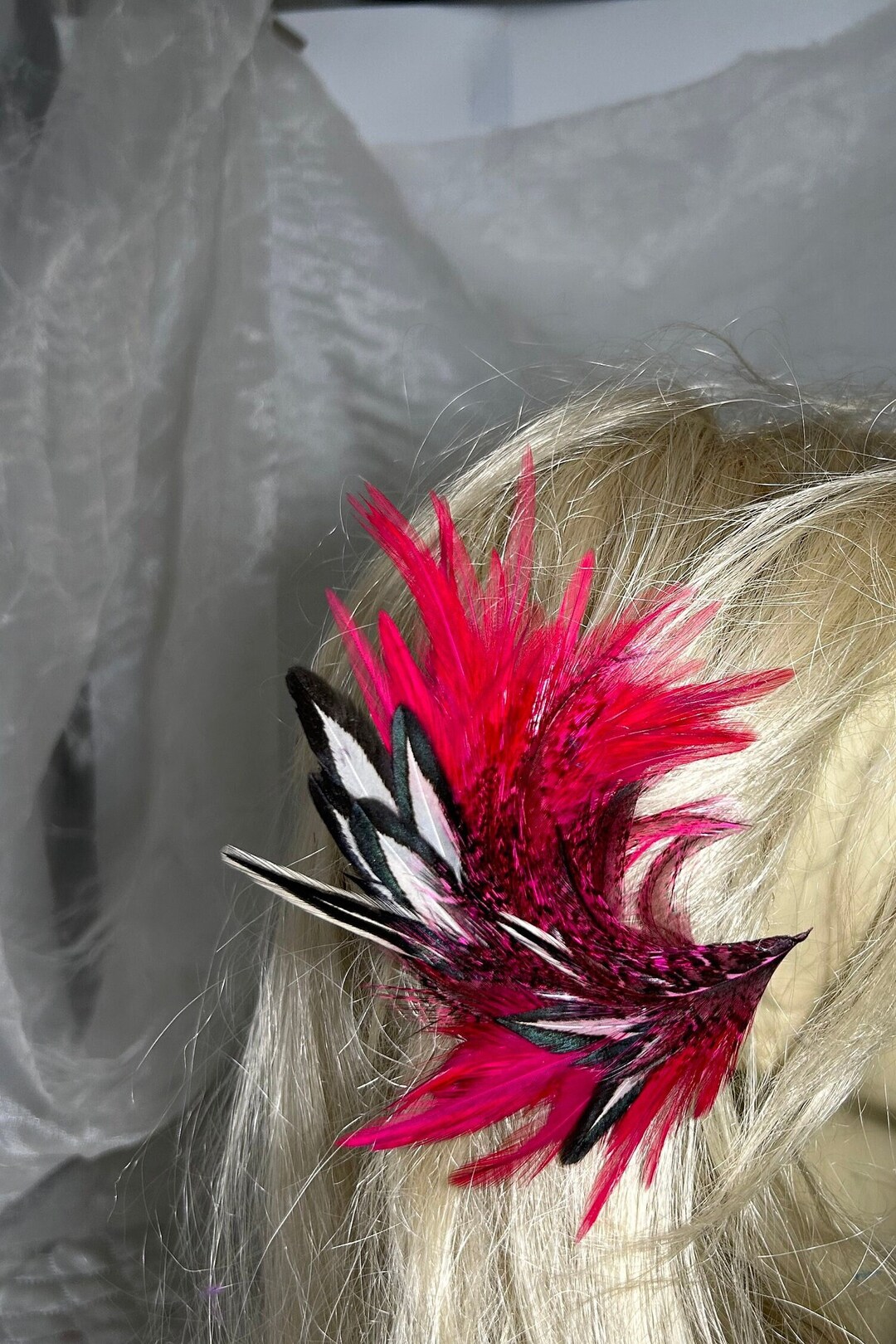 Red Black and White Feather Hair Clips,feather Fascinators,red Feather ...