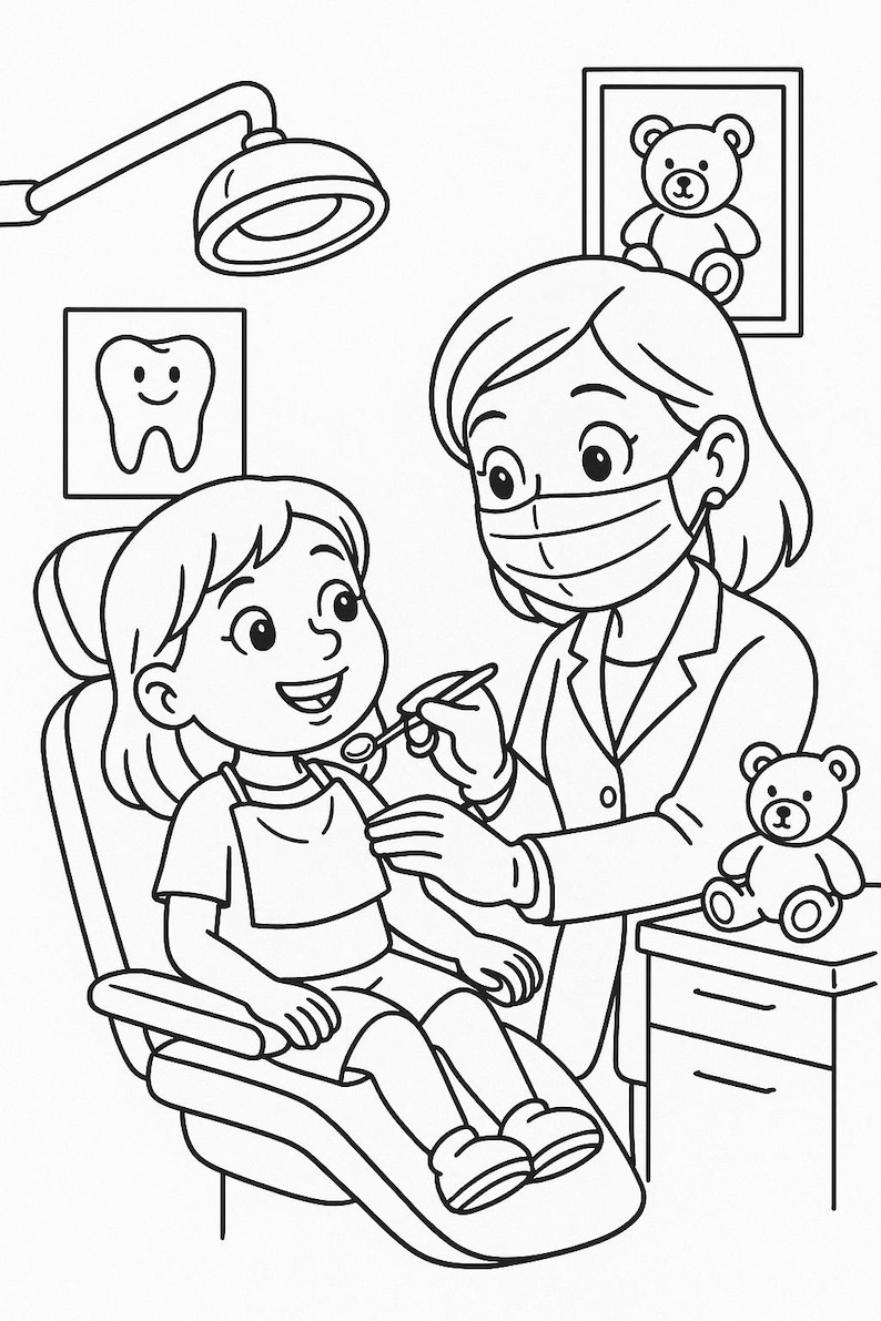 Adorable Cute Doctor Coloring Book for Children. 7 Pages of Happy ...