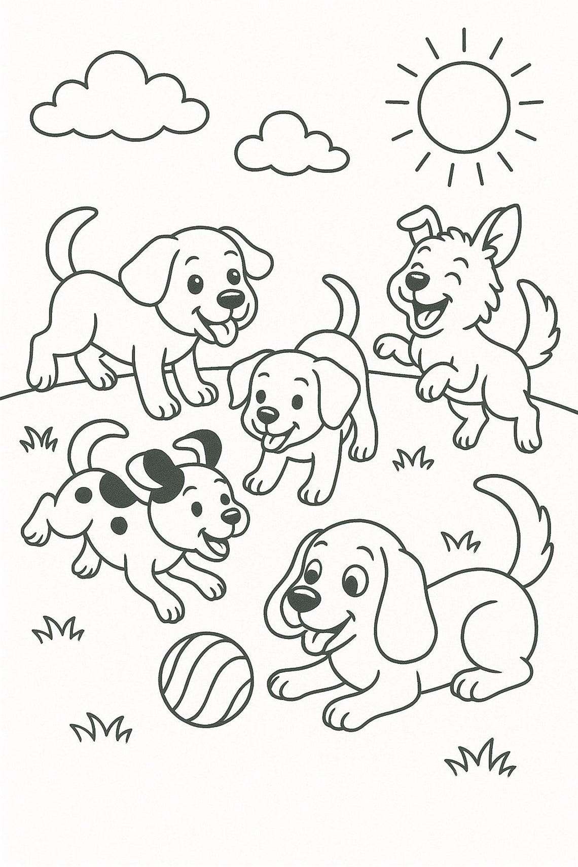 14 Cute Puppy Coloring Pages – Adorable Dog Coloring Book for Kids ...