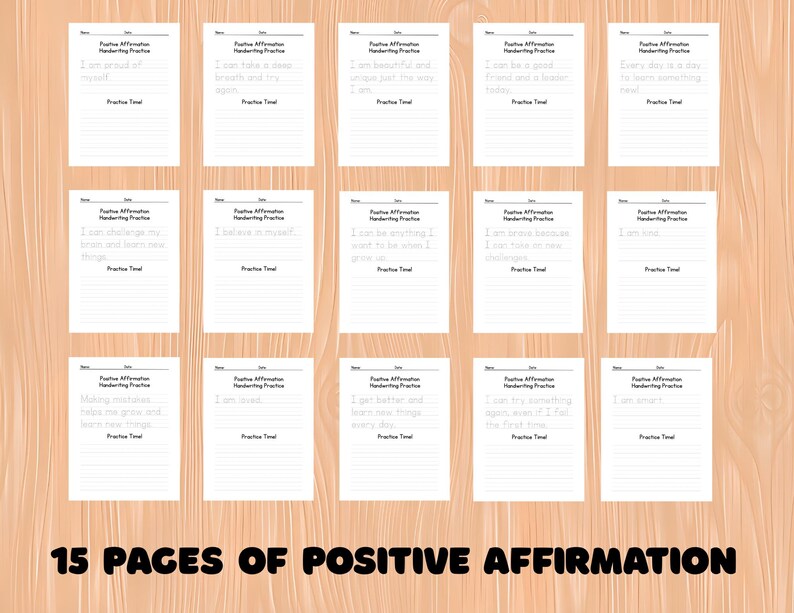 Positive Affirmation Handwriting Worksheets | Kids Self Esteem Trace ...