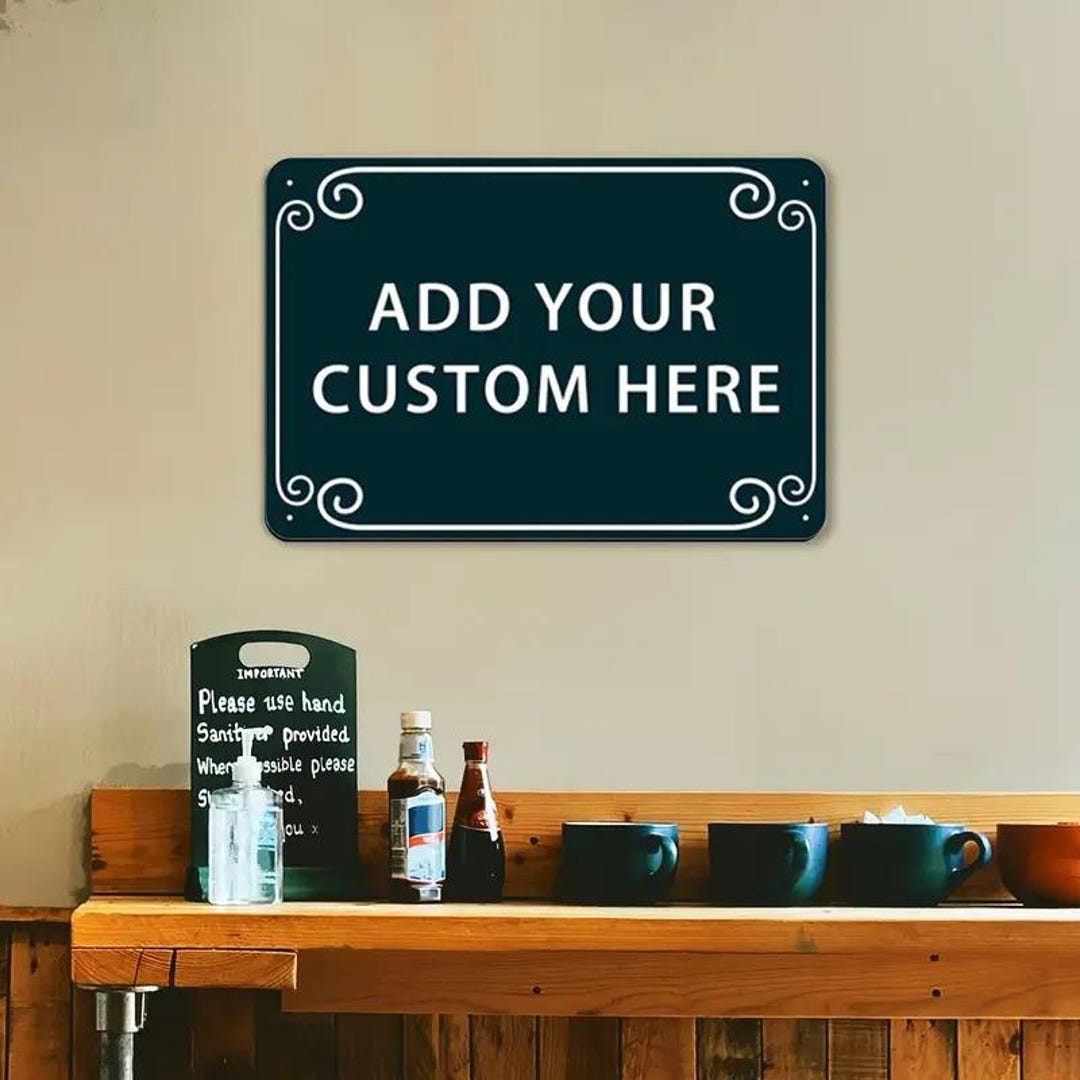 Custom 2D Text Metal Sign – 8x12 Inch Vintage Retro Tin Wall Art for ...