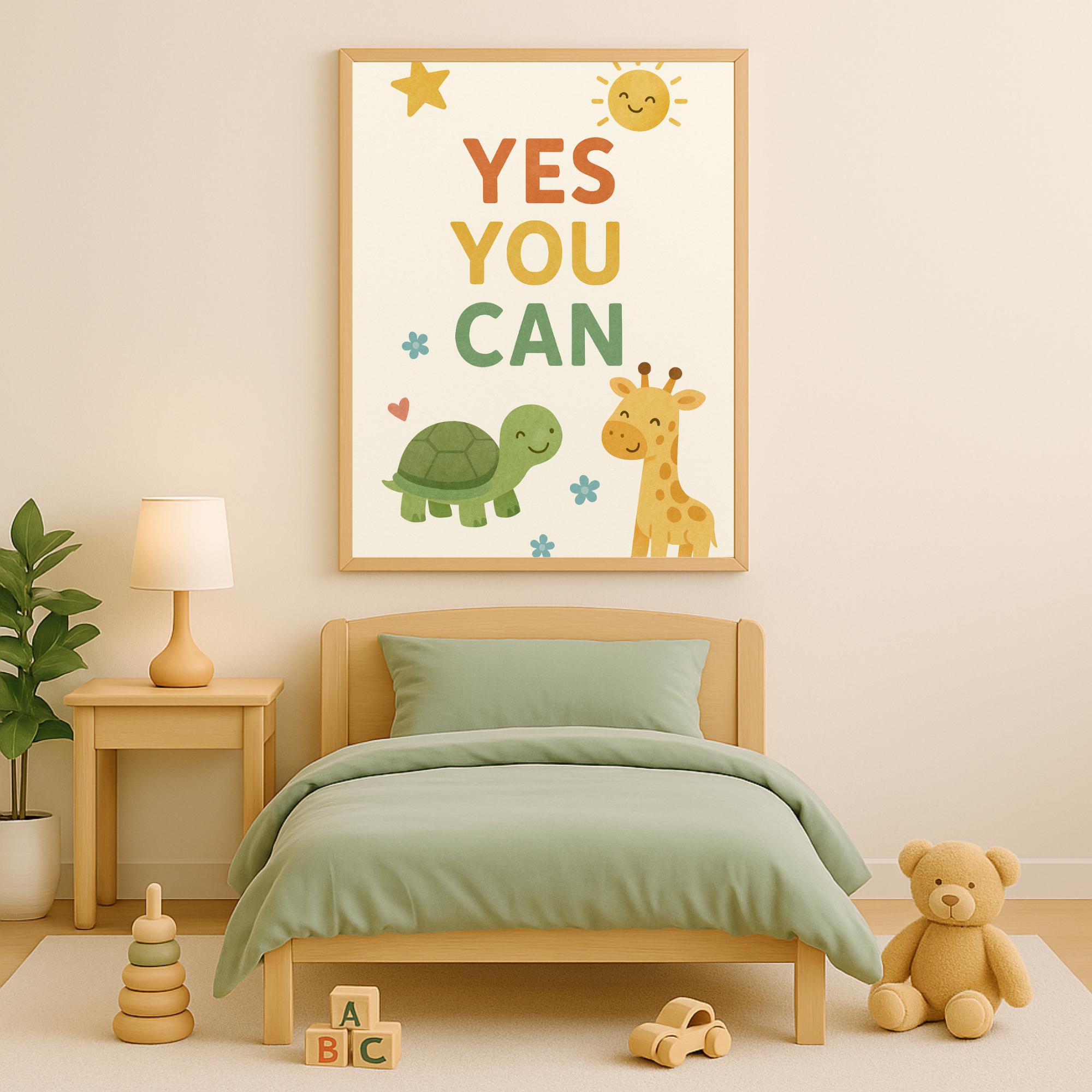 Watercolor Motivational Poster for Kids: Yes You Can (digital Download ...