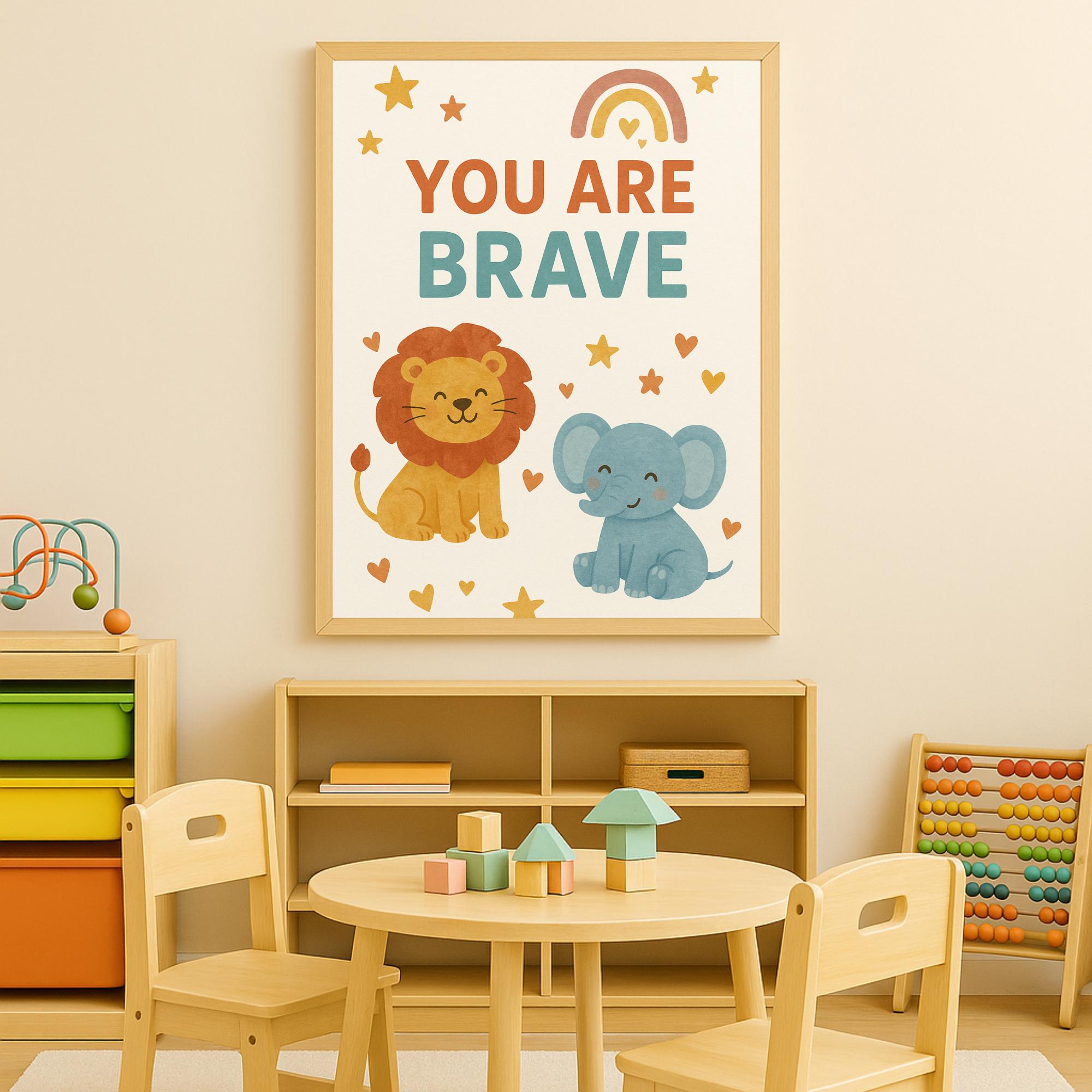 Printable Motivational Posters for Kids - You Are Brave - Watercolor ...
