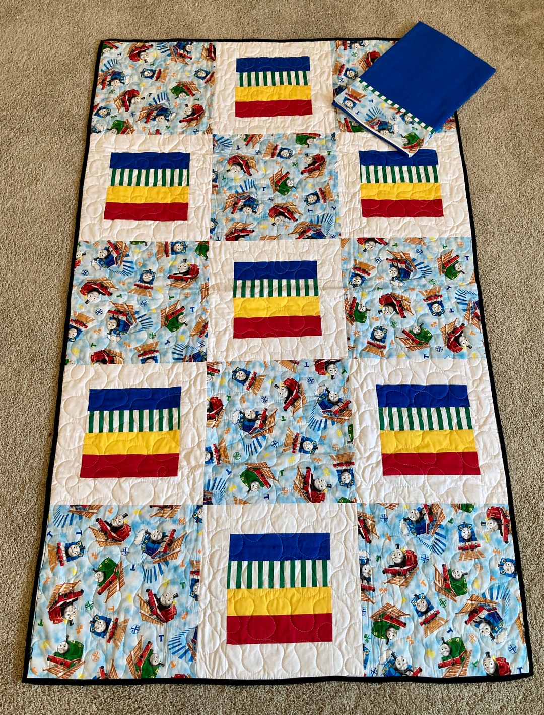 Thomas the Train Patchwork Quilt Set 37x60 With Pillowcase - Etsy