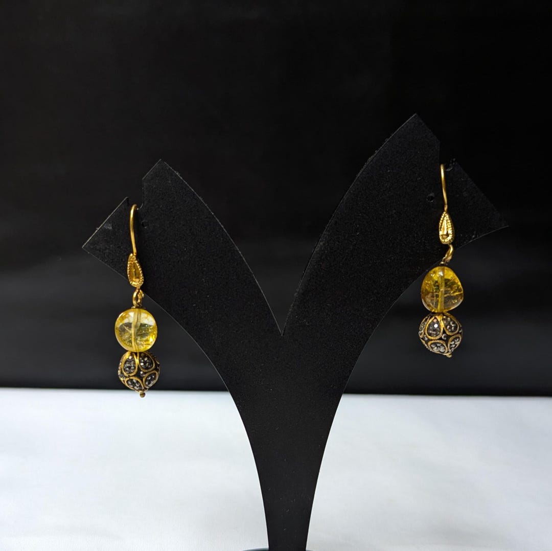 Yellow Quartz Tumble Earring, Handmade Drop Jewelry - Etsy
