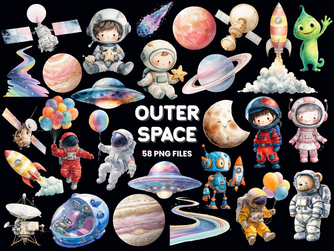Astronaut Kids Clipart PNG | Rocket, Planets, Space Animals | Space ...