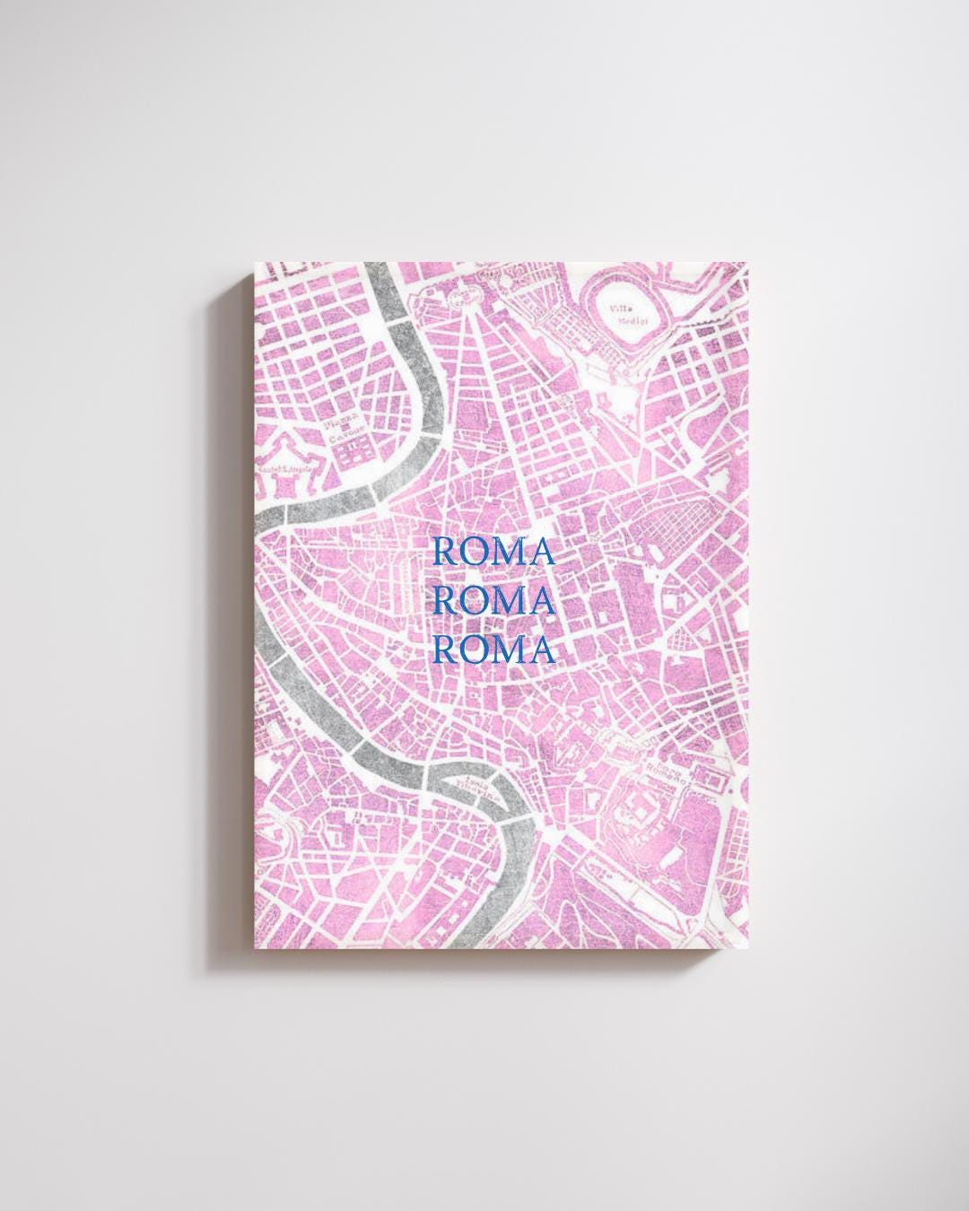 Vintage Roma Map Print – Pink & Blue Rome Wall Art, Historic Italy City ...