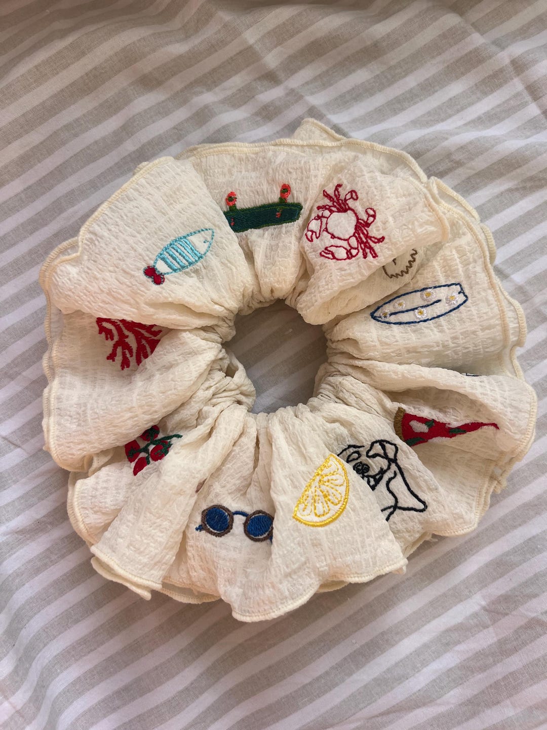 Personalised Embroidered Scrunchie – Custom Icon and Text - Etsy UK