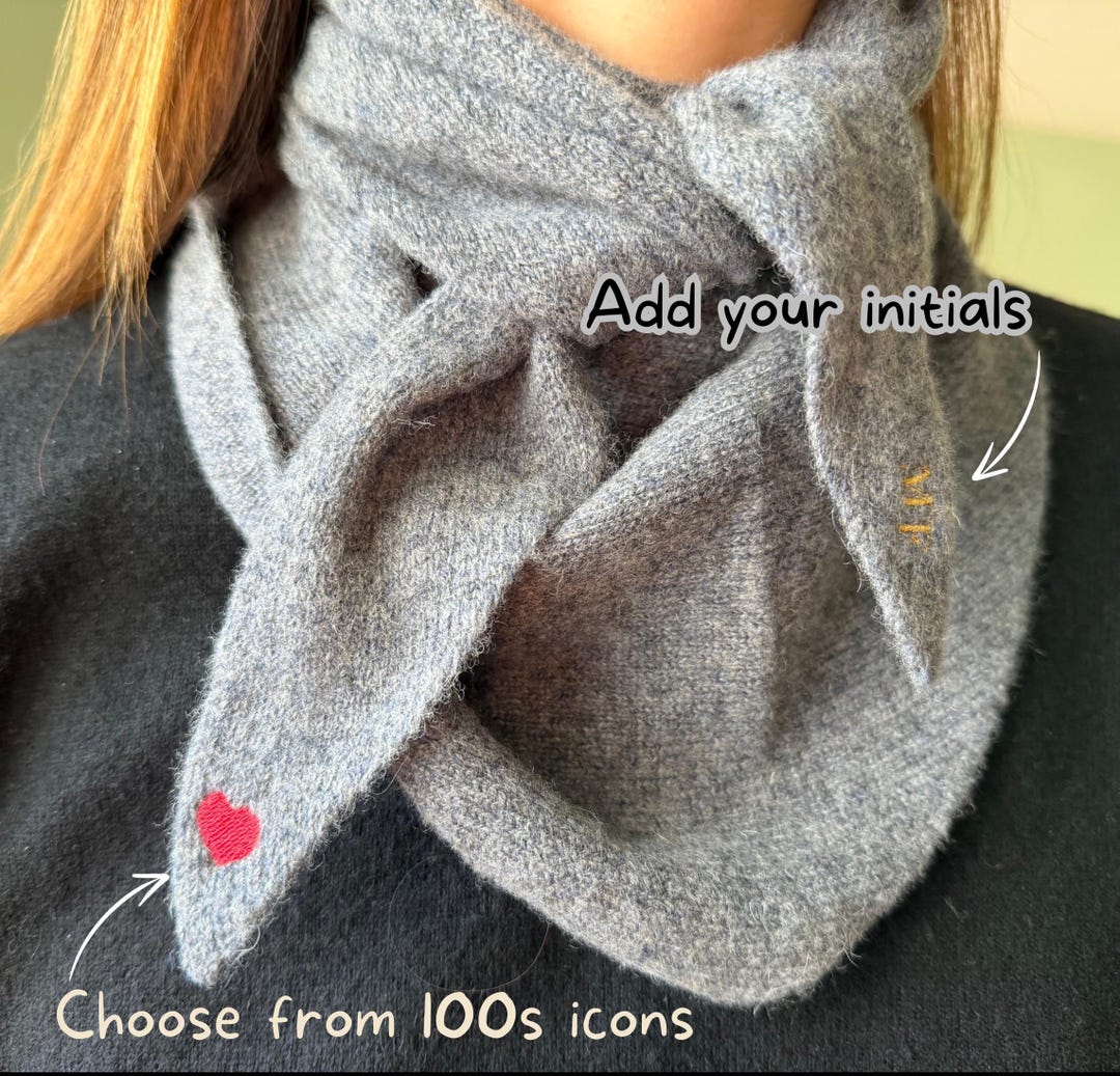 Personalized Wool Triangle Scarf – Custom Embroidered With Initials ...