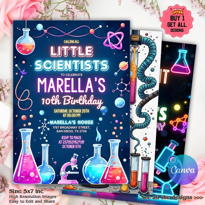 Editable Mad Science Experiment Birthday Invitation, Science Experiment ...