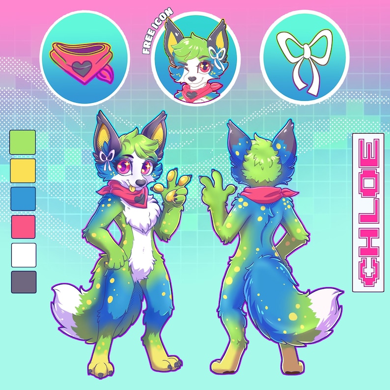 Fursona OC Design, Custom Furry Art Reference Sheet, Anthro Art ...