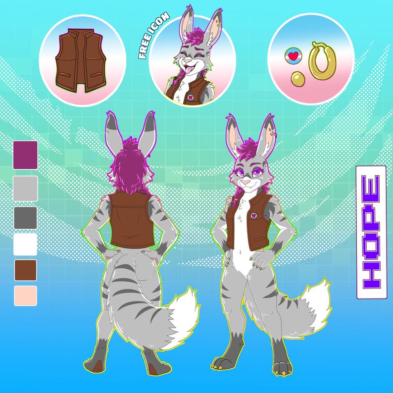Fursona OC Design, Custom Furry Art Reference Sheet, Anthro Art ...