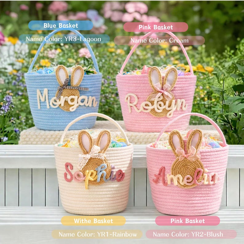 2026 Personalised Easter Basket | Bunny Carrot Rope Basket | Baby Egg ...