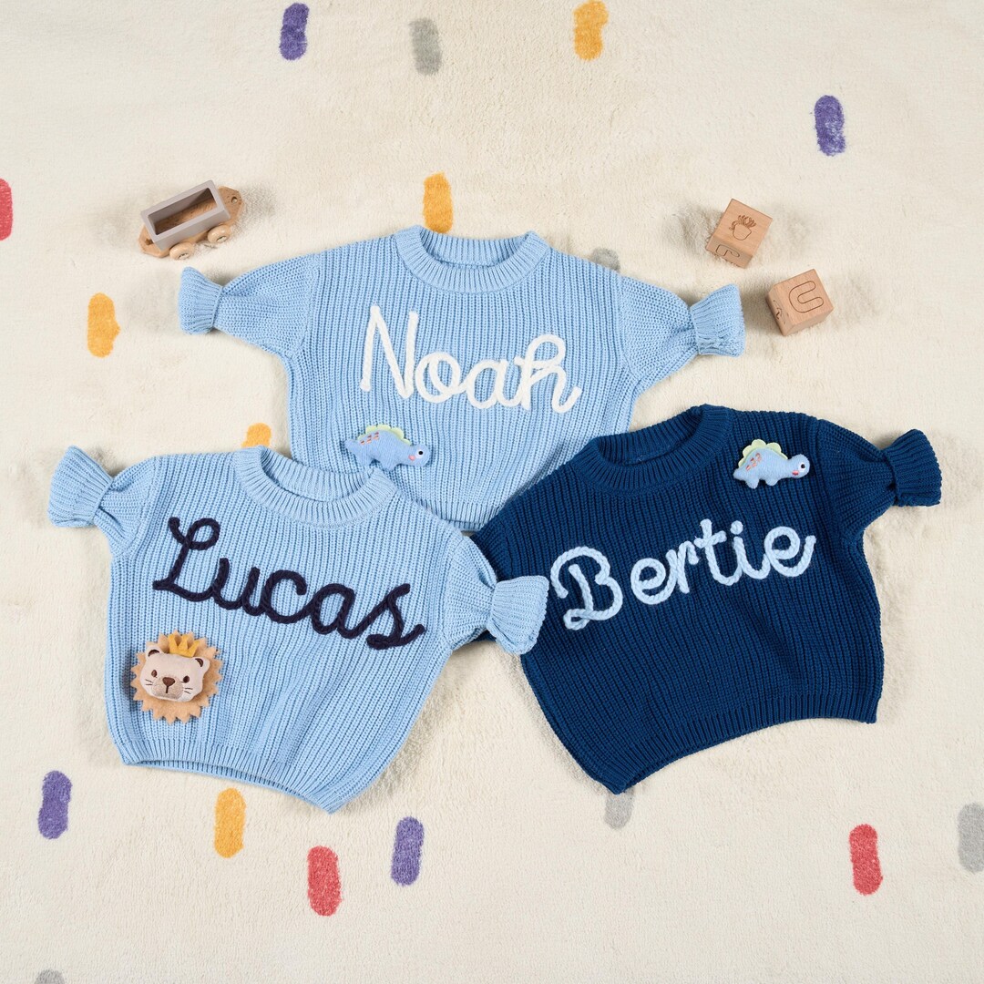 Personalized Sweater - Custom Embroidered Baby Sweater - Toddler Knit ...