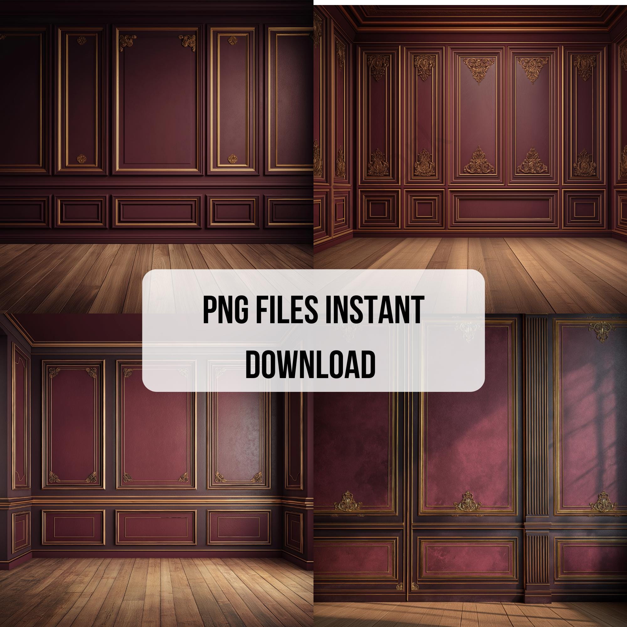 Dark Burgundy Wall With Gold Trim Digital Studio Backdrop - Etsy