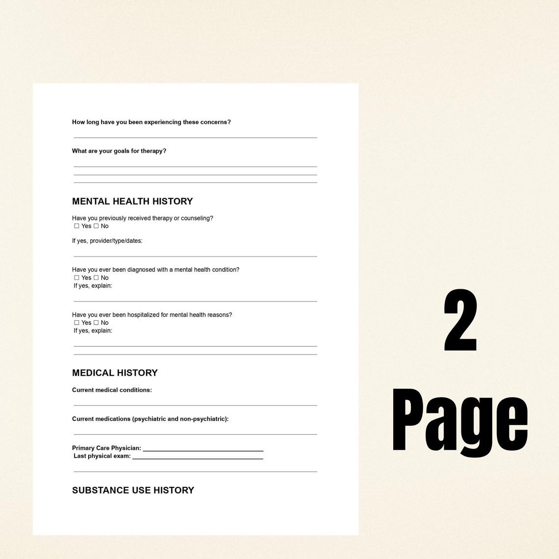 Therapist Client Intake Forms Template PDF DOC, Editable Counseling ...