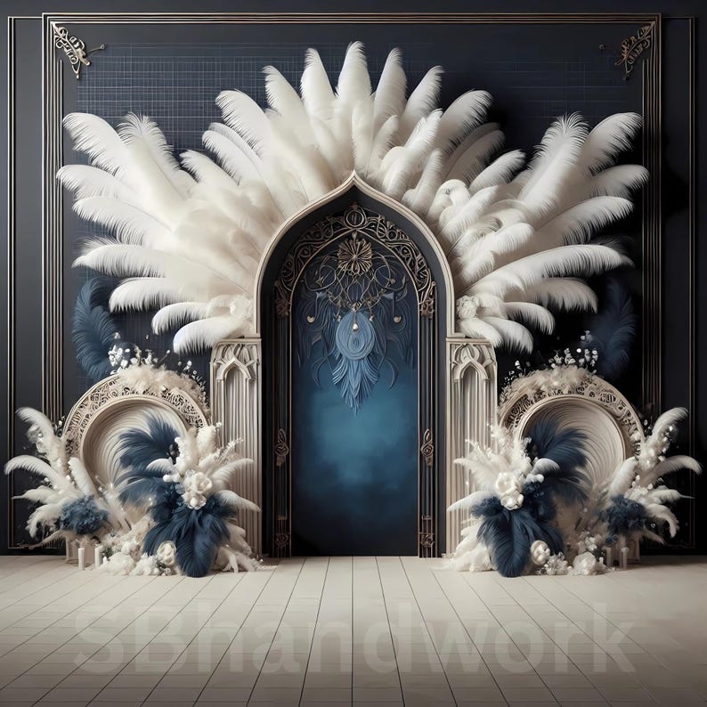 White and Blue Photography Backdrop: Modern Digital Background ...