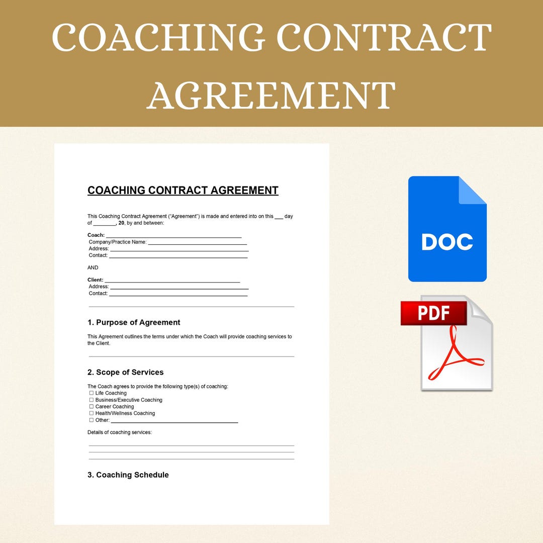 Coaching Contract Agreement Template PDF | Editable Client Agreement ...
