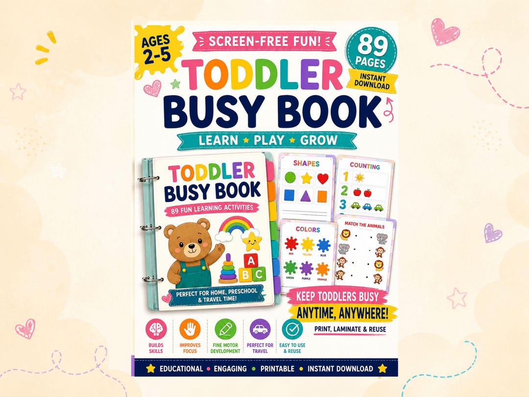 Toddler Busy Book Printable | Preschool Learning Binder Ages 2-5 ...
