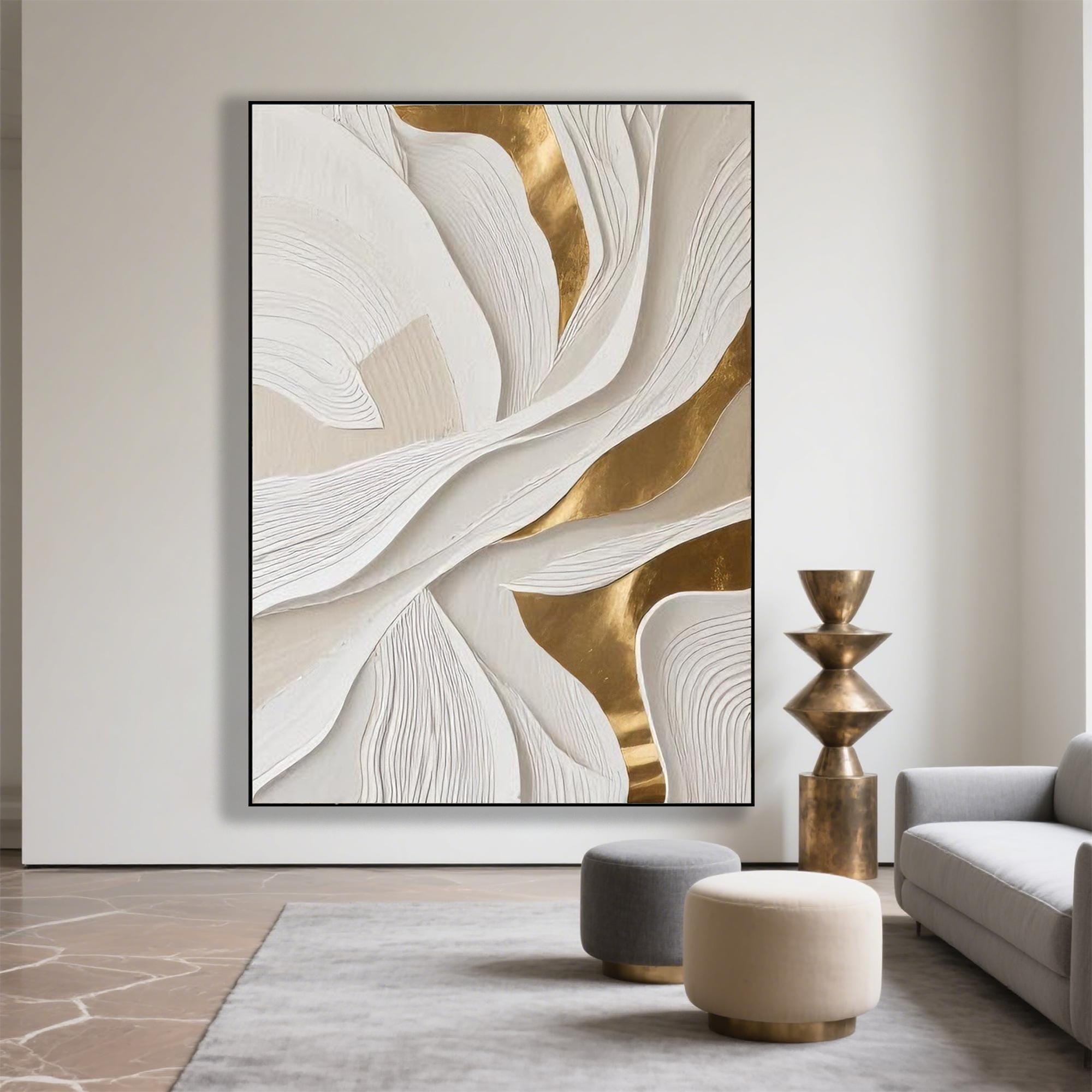 Large Abstract White Painting 3D Textured Wall Art White Textured ...