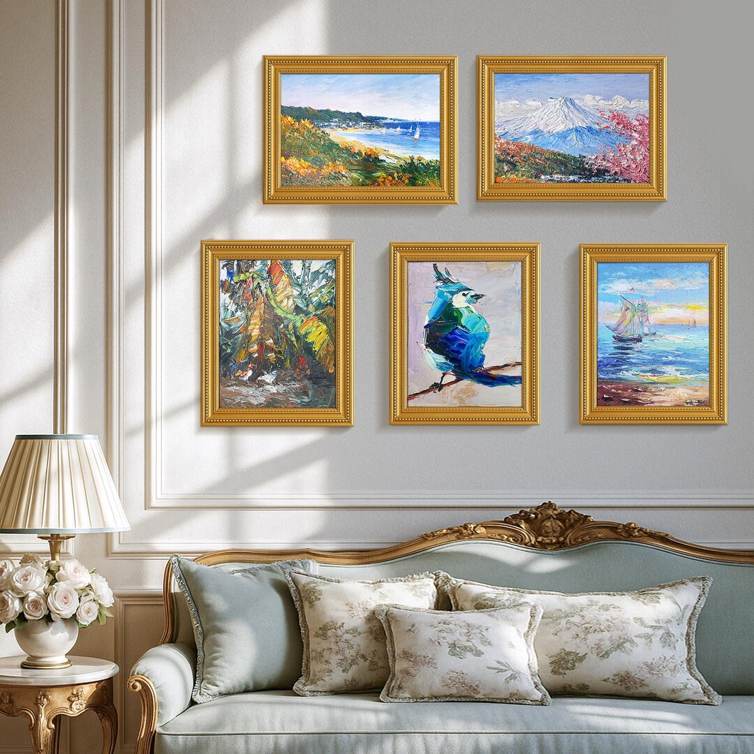 Framed Oil Painting Set: Small Nature & Landscape Art Collection - Etsy