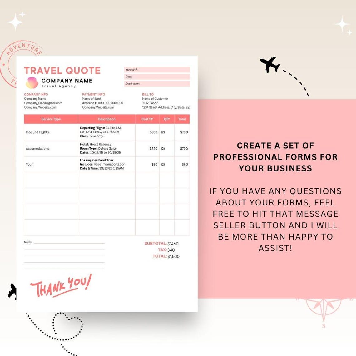 Travel Agent Questionnaire Template | Client Travel Planning (canva) - Etsy