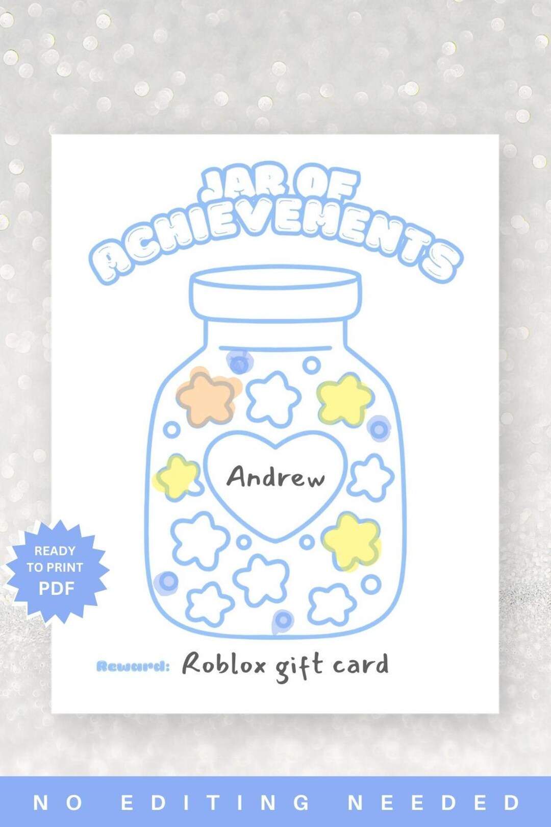 Printable Reward Jar Star Goal Coloring Chart PDF - Etsy