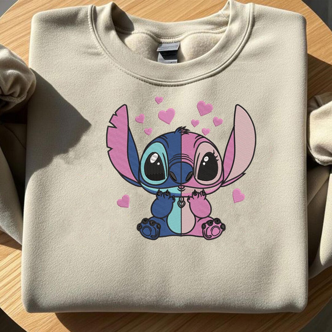 Alien Hearts Embroidery Design, Kawaii Blue Pink Character Embroidery ...