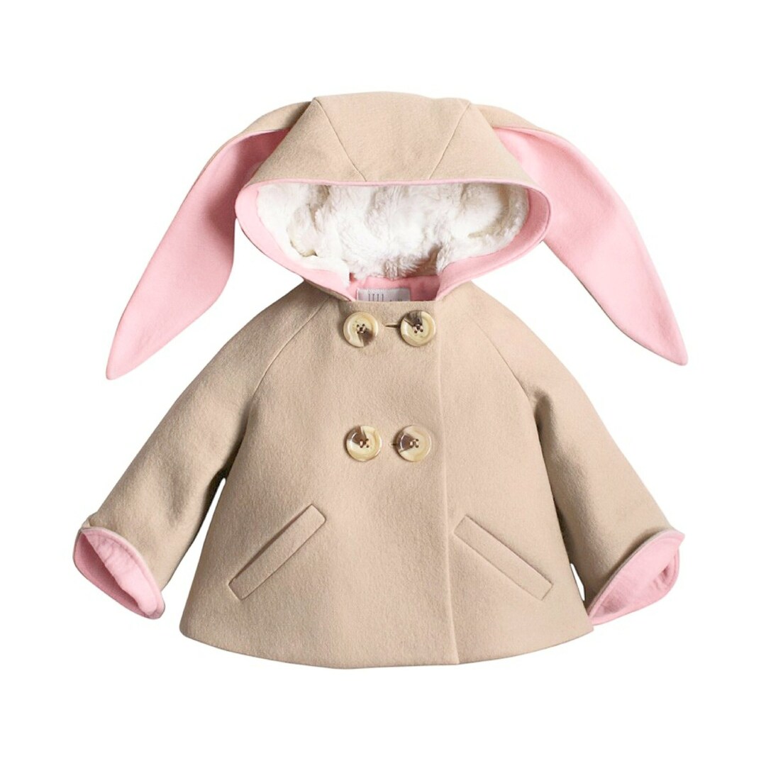 Bunny Coat in Beige and Pink, Girls Bunny Jacket, Toddler Animal Jacket ...