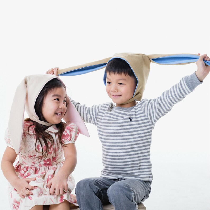 Peter Rabbit Hat in Camel and Blue Merino Wool | Etsy