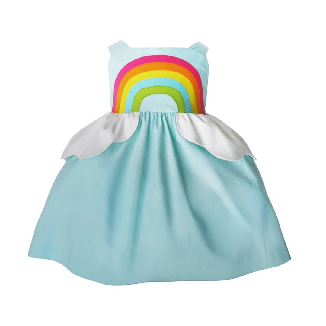 Rainbow Dress Rainbow Birthday Party Dress Girls Blue Sky Rainbow ...
