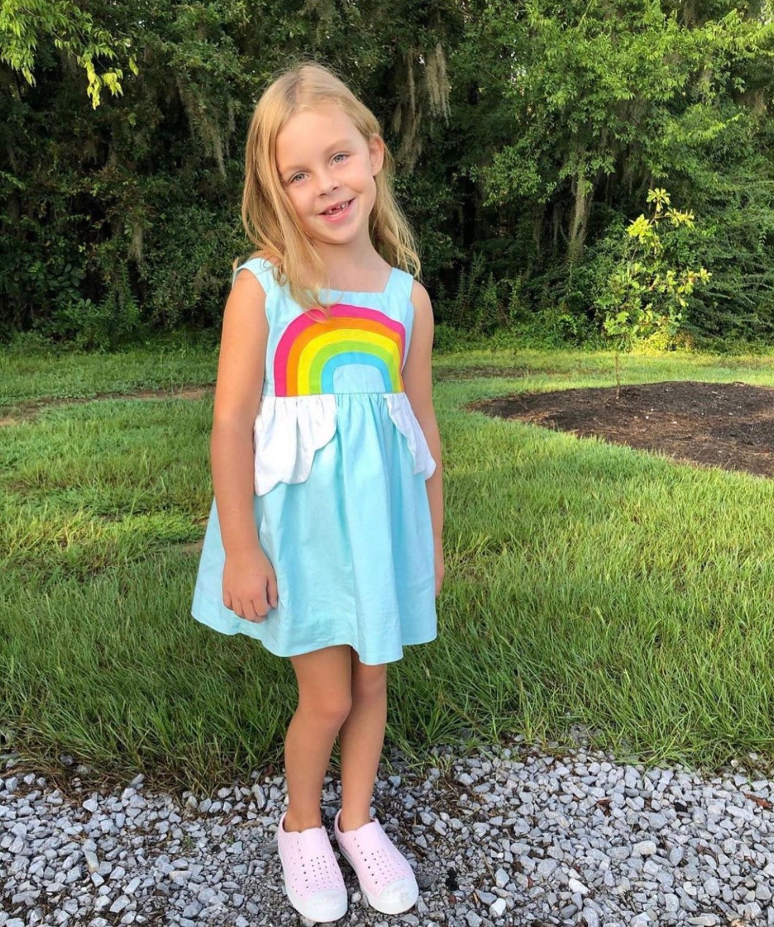 Rainbow Dress Rainbow Birthday Party Dress Girls Blue Sky - Etsy