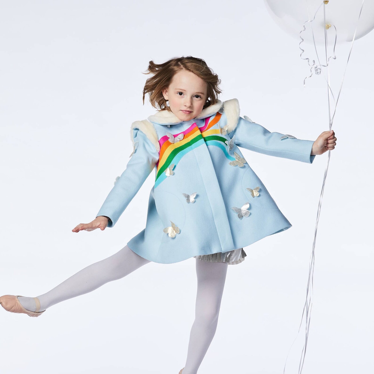 Girl's Rainbow and Butterfly Coat in Sky Blue - Etsy Canada