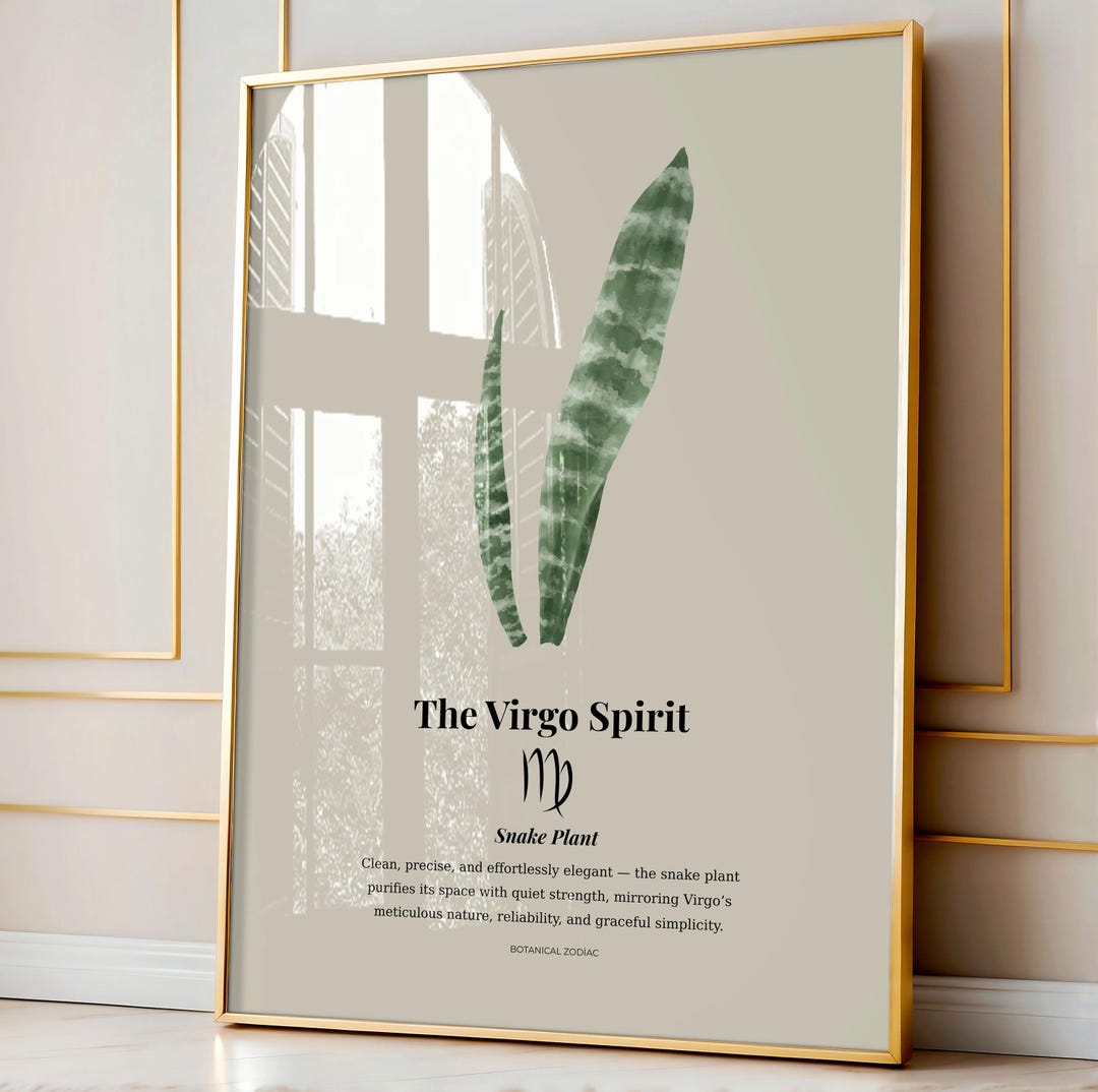 The Virgo Spirit Snake Plant Poster, Botanical Zodiac Plant Art ...
