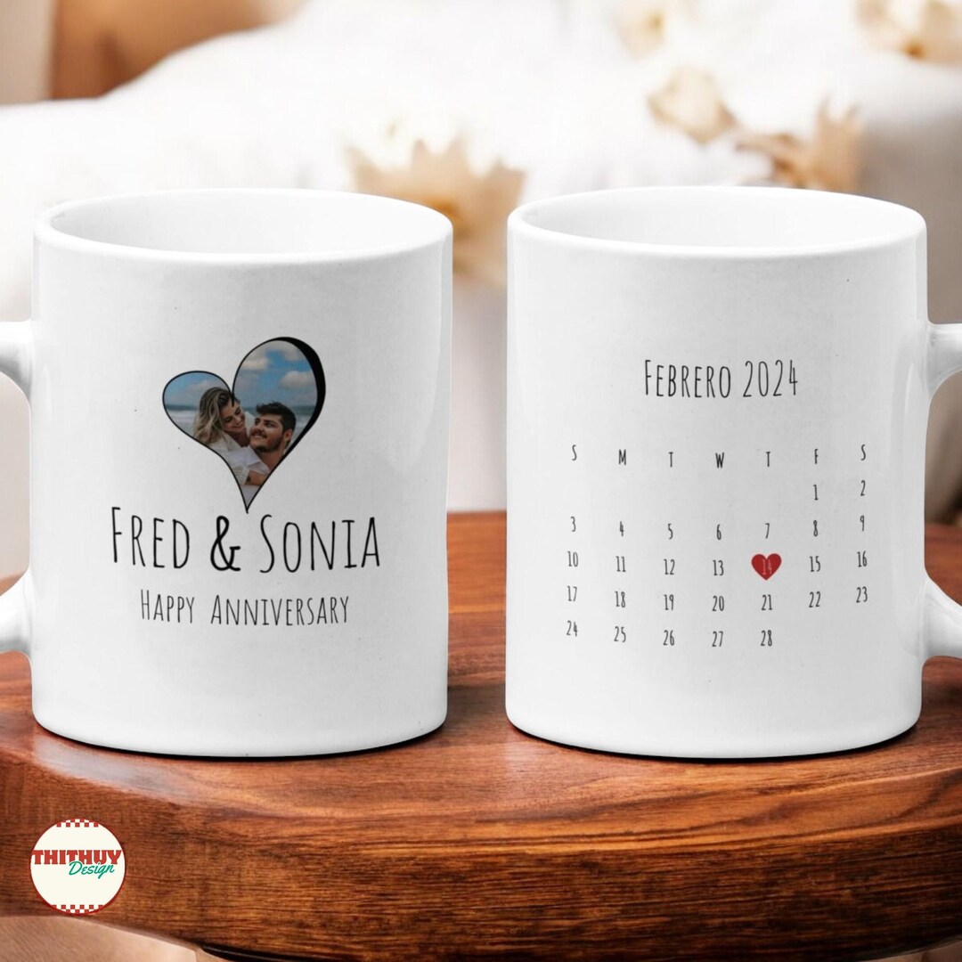 Personalized Wedding Date Mug, Custom Photo Calendar Mug, Mr & Mrs ...