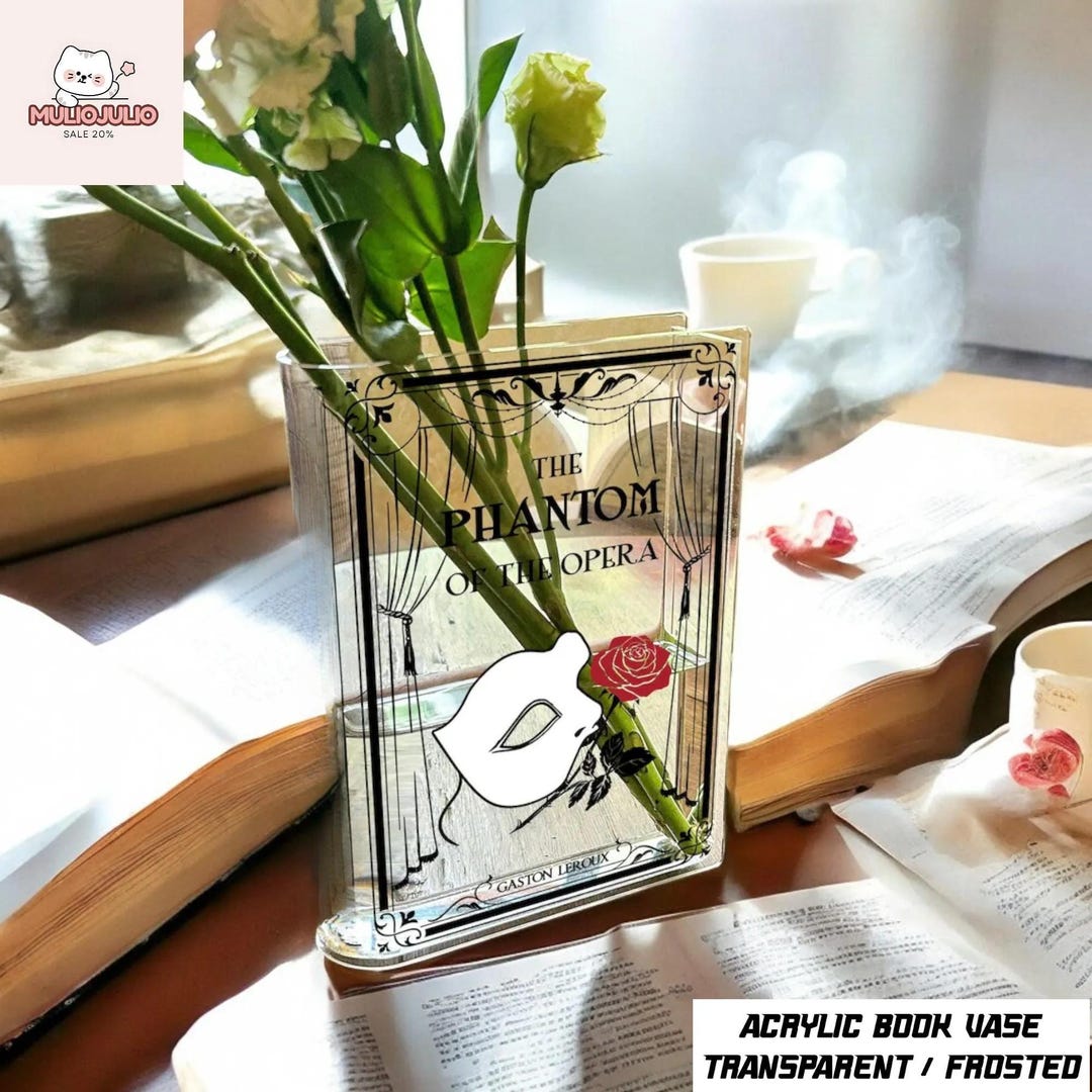 The Phantom of the Opera Acrylic Book Vase | Gaston Leroux Book Flower ...