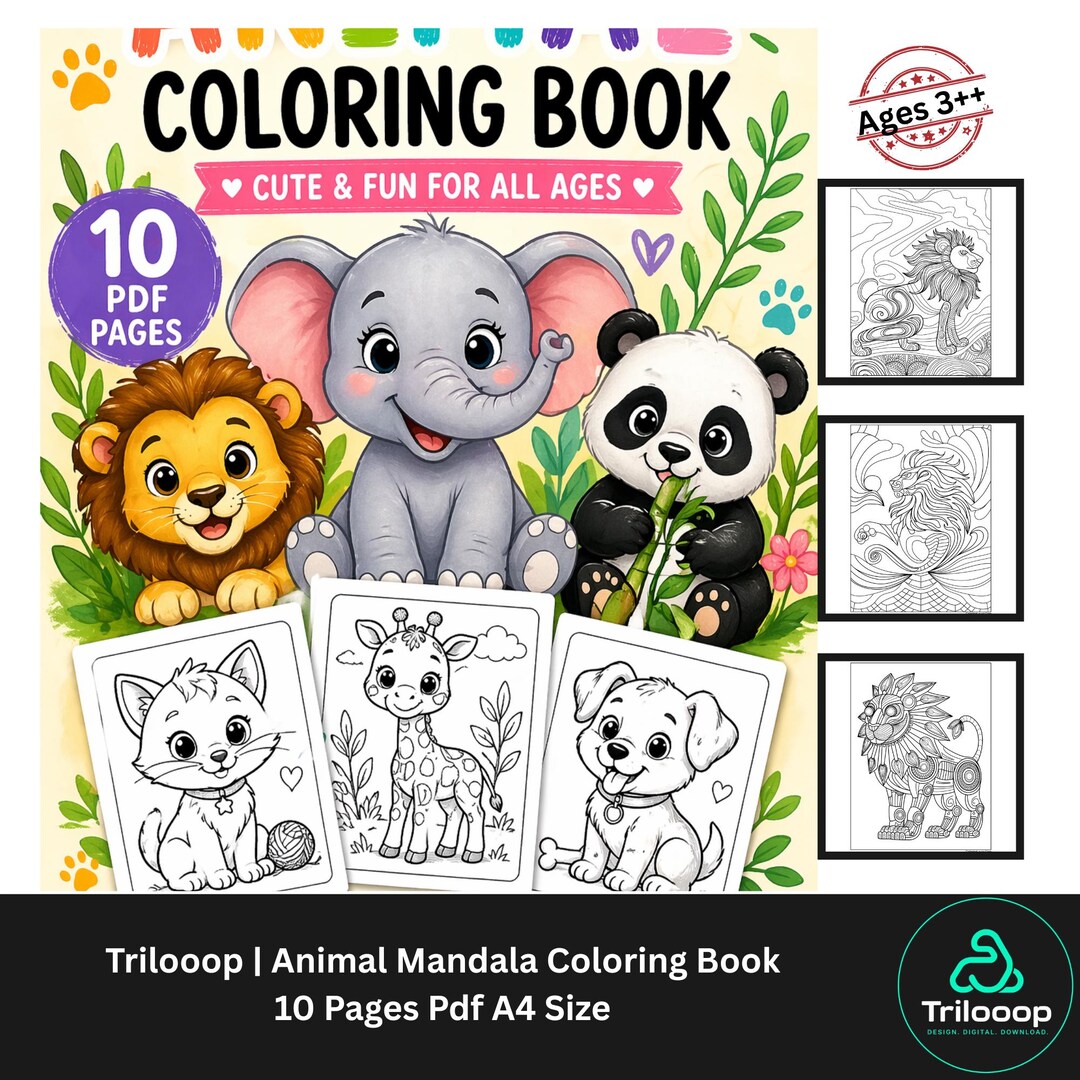 Cute Animal Coloring Book, Cute Animal Coloring Pages, Animal Coloring ...