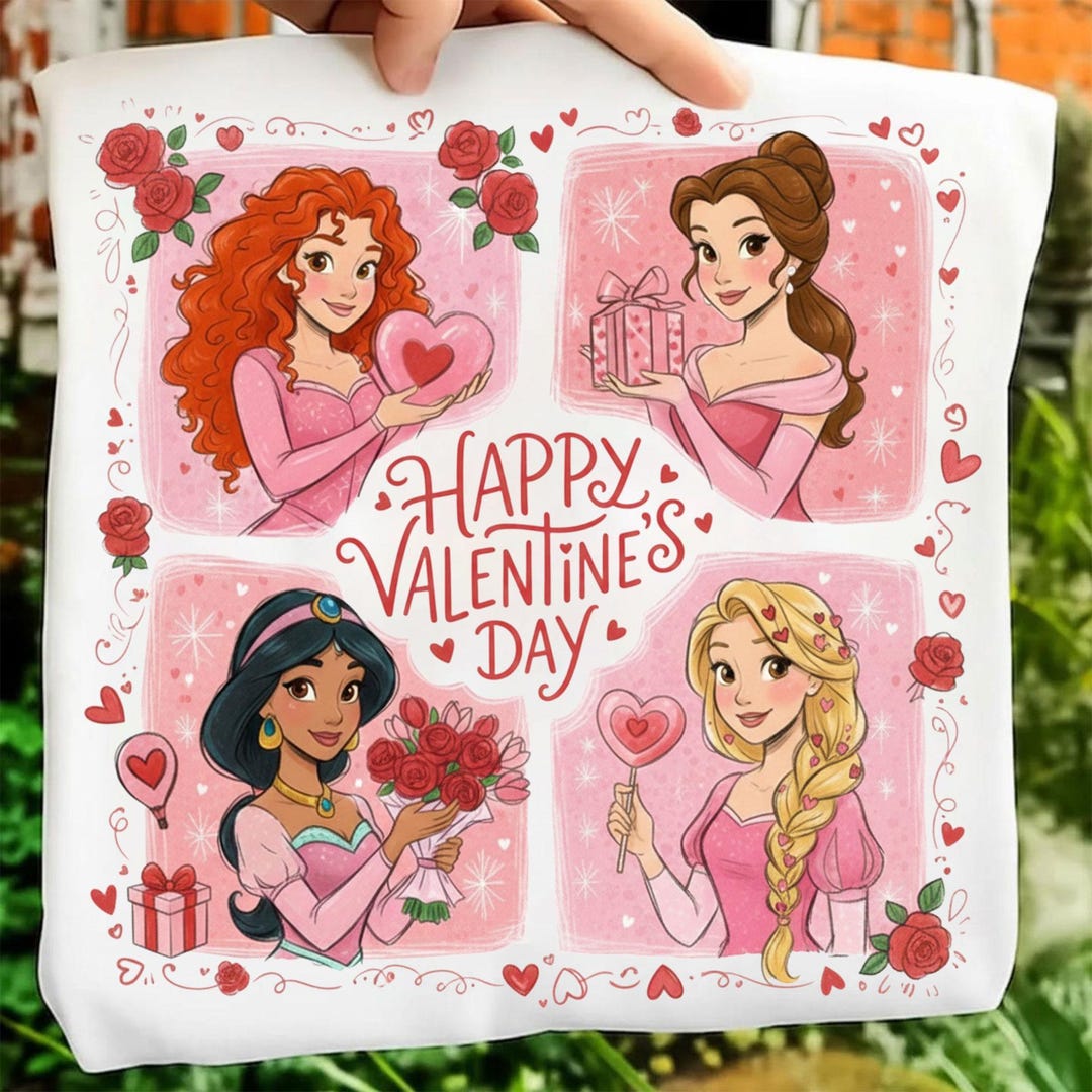 Princess Valentine PNG, Cartoon Girls Valentine Trip Design, Princess ...