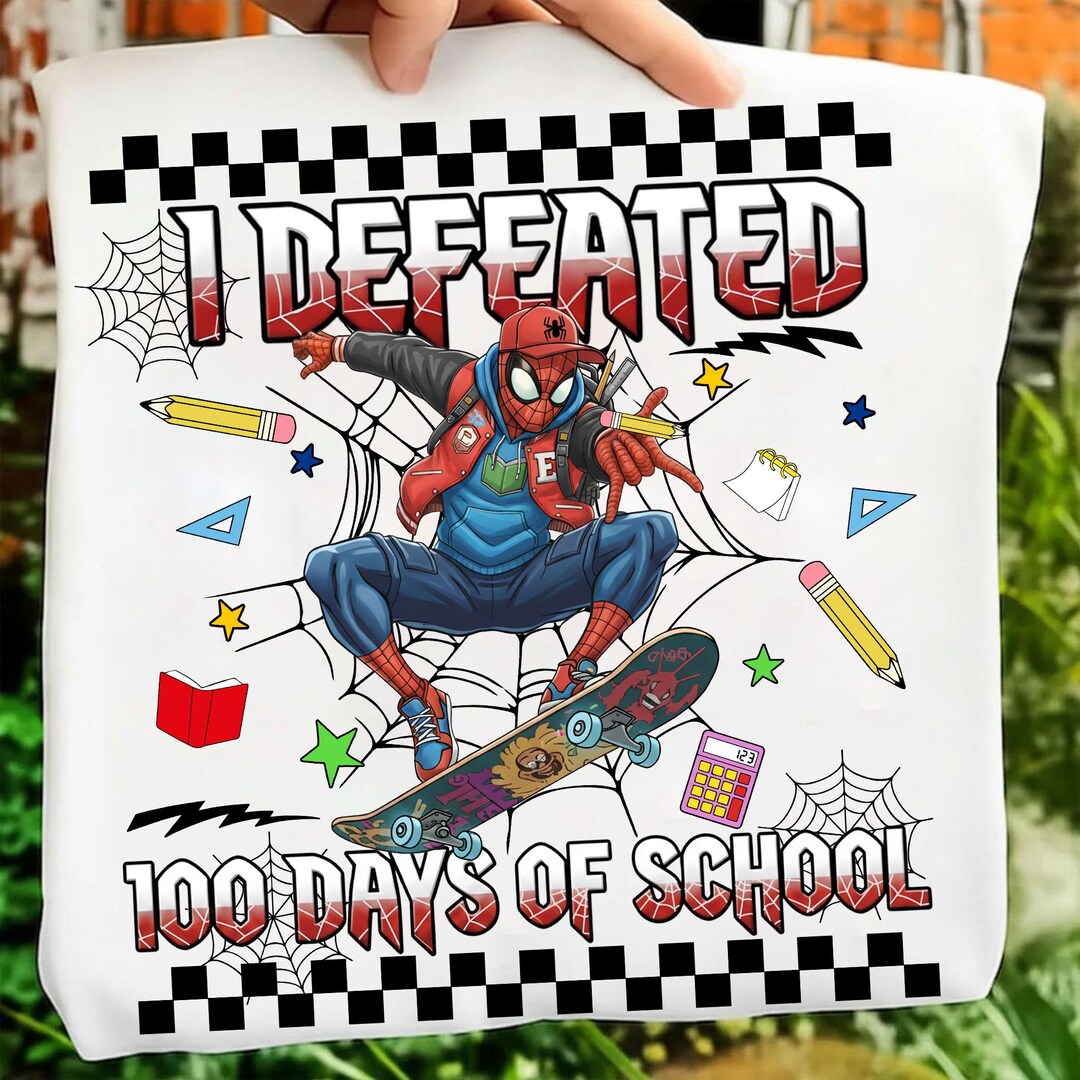 I Defeated 100 Days of School PNG, Superhero Design, Movie Character ...
