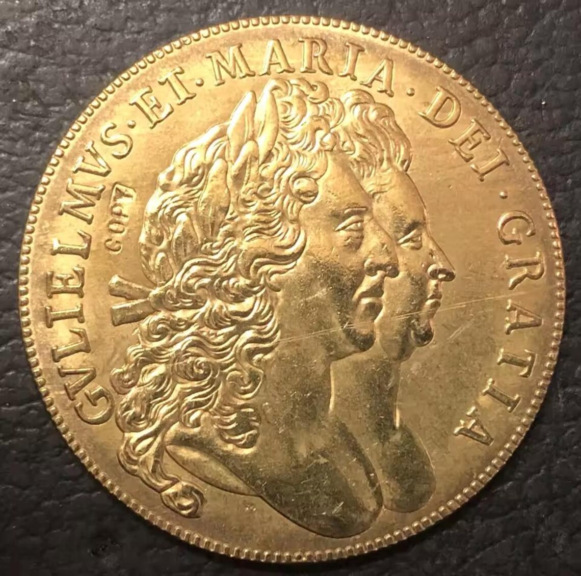 1694 England 5 Guineas Copy – William & Mary .9999 Gold Plated Replica ...