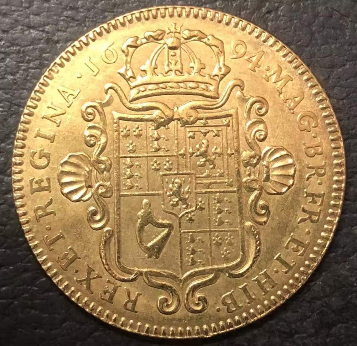1694 England 5 Guineas Copy – William & Mary .9999 Gold Plated Replica ...