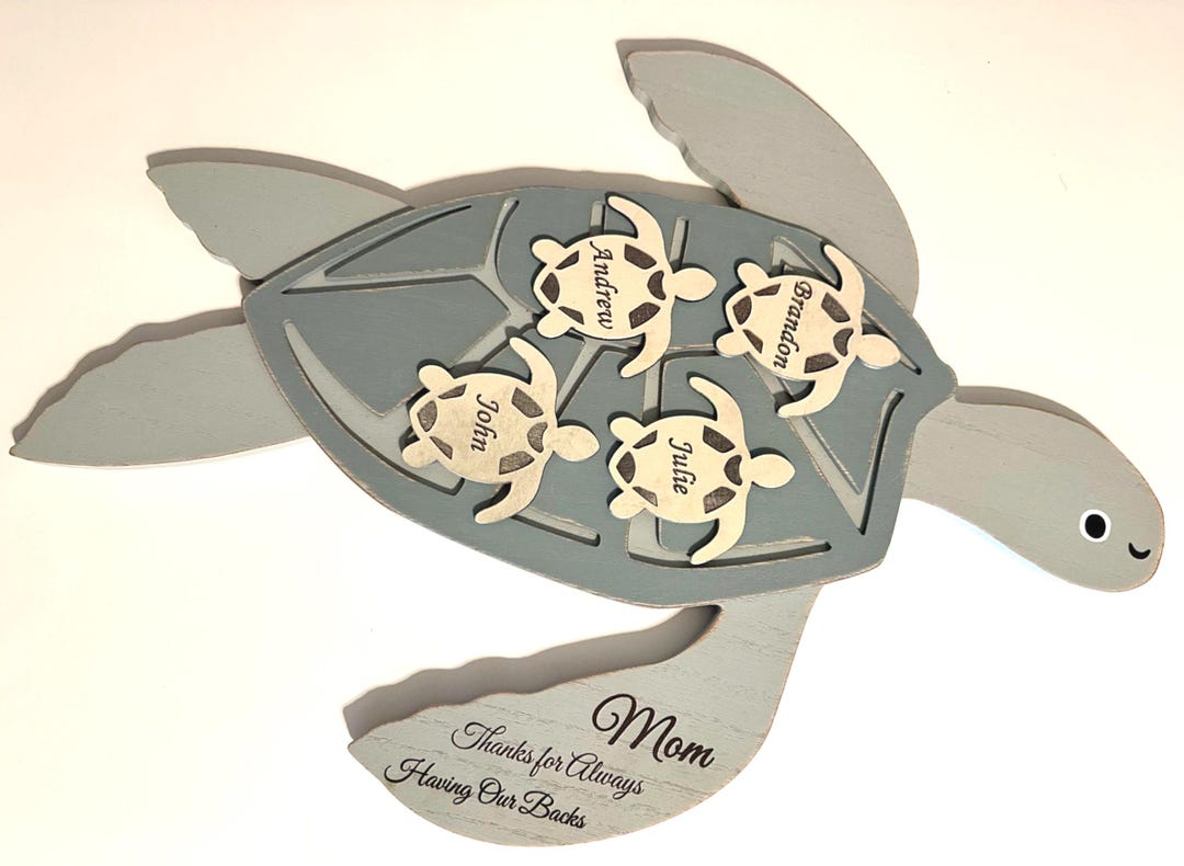 Personalized Sea Turtle Family Plaque – Engraved Wood Ocean Decor - Etsy