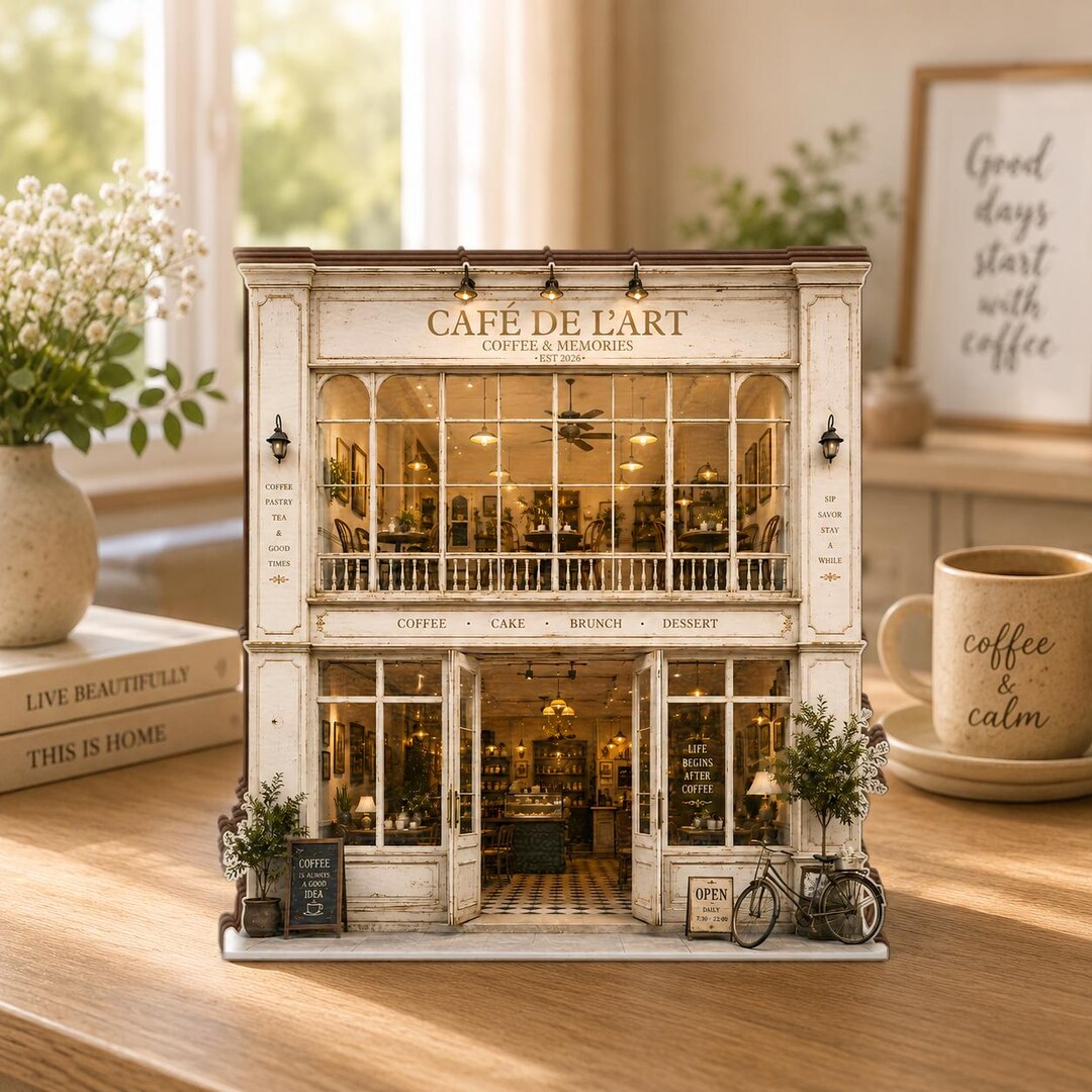 Personalized Coffee Shop Wooden Block, Custom Café Storefront Decor ...