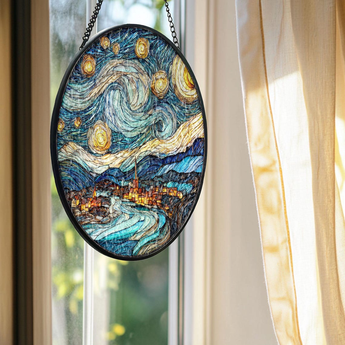 Starry Night Suncatcher: Van Gogh Inspired Stained Glass Window Art - Etsy