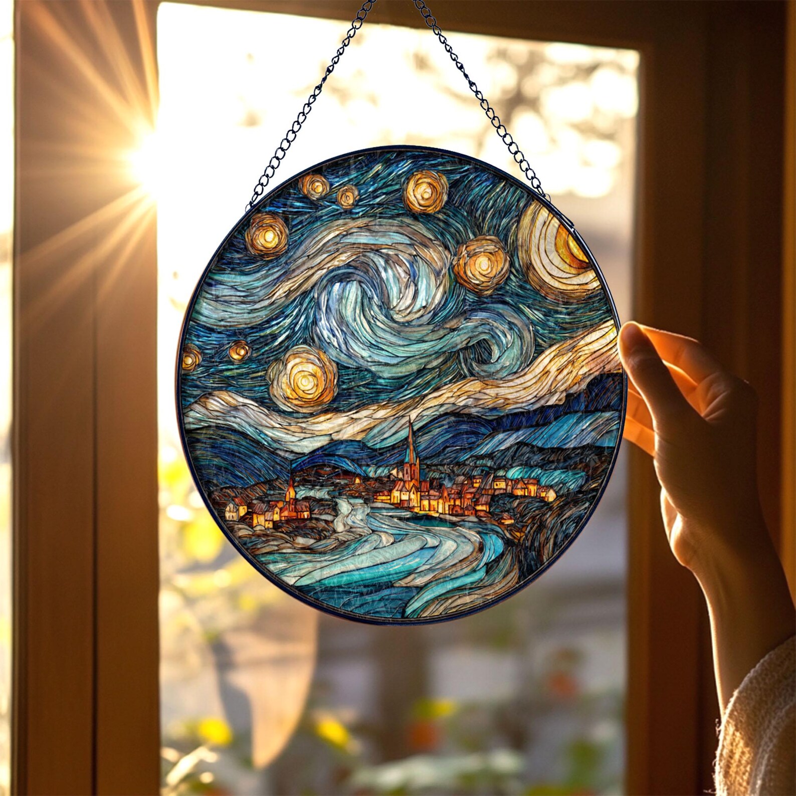 Starry Night Suncatcher: Van Gogh Inspired Stained Glass Window Art - Etsy