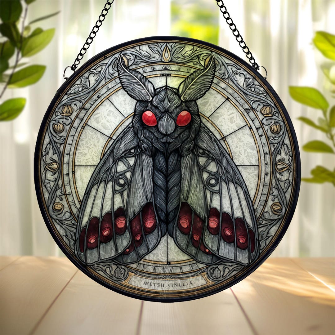 Mothman Stained Glass Suncatcher: Gothic Cryptid Window Art - Etsy