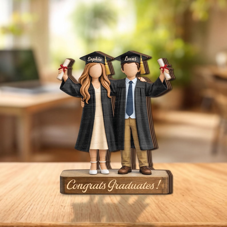 Personalized Graduation Wooden Block for Couple, Class of 2026 Gift ...