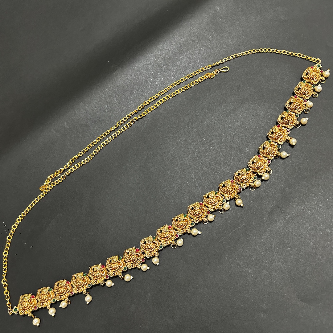 South Indian Gold Plated Waist Chain/traditional Temple Kamarbandh ...